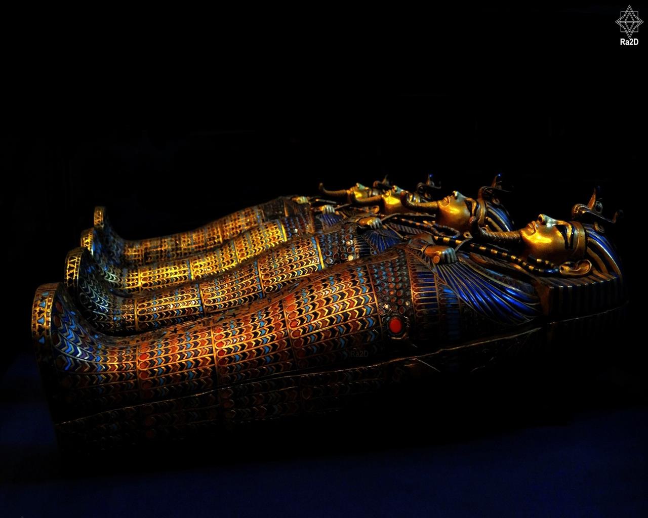 Egypt-Cairo-Egyptian-Museum-Four-Miniature-Anthropoid-Coffins-of-Gold ...